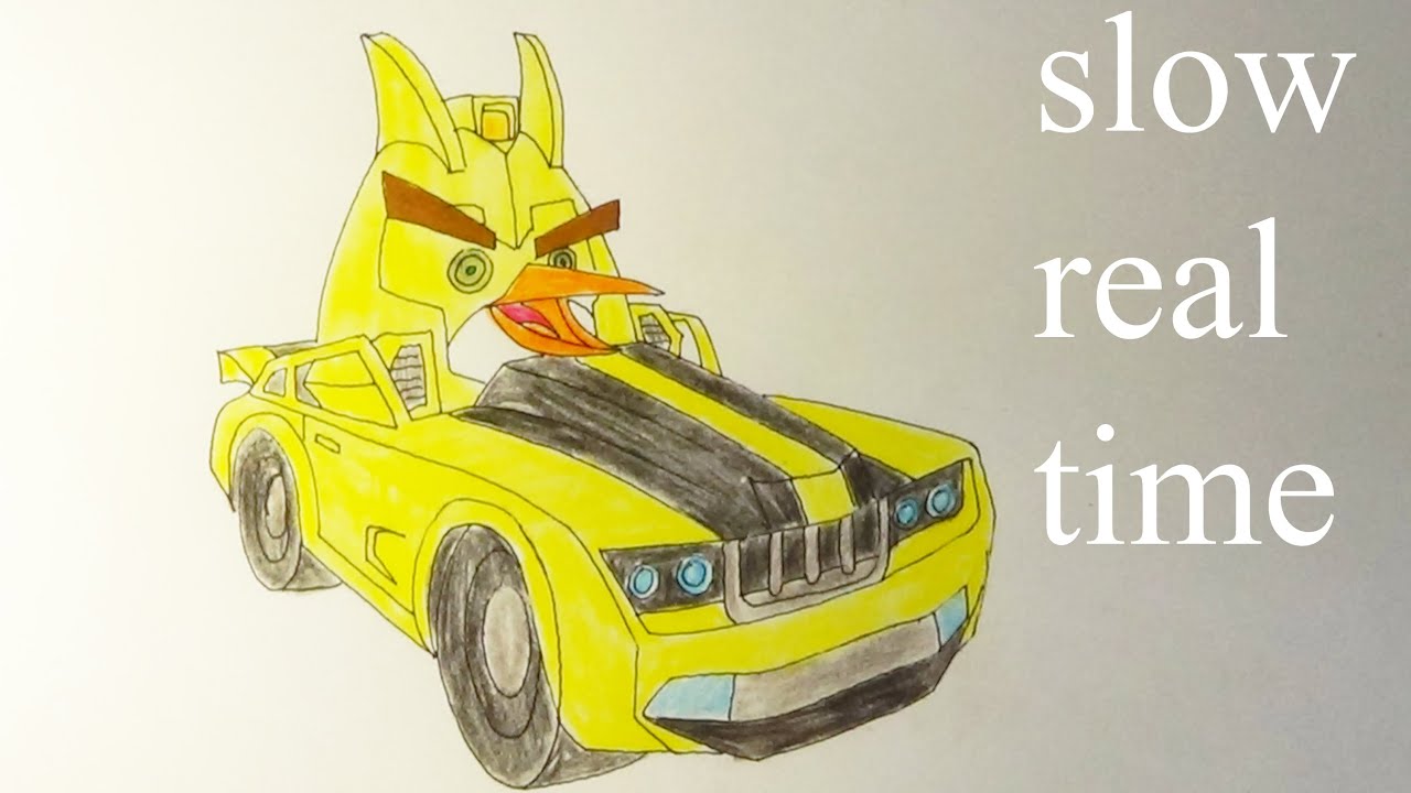 How to draw Angry Birds Transformers Bumblebee REAL TIME - YouTube