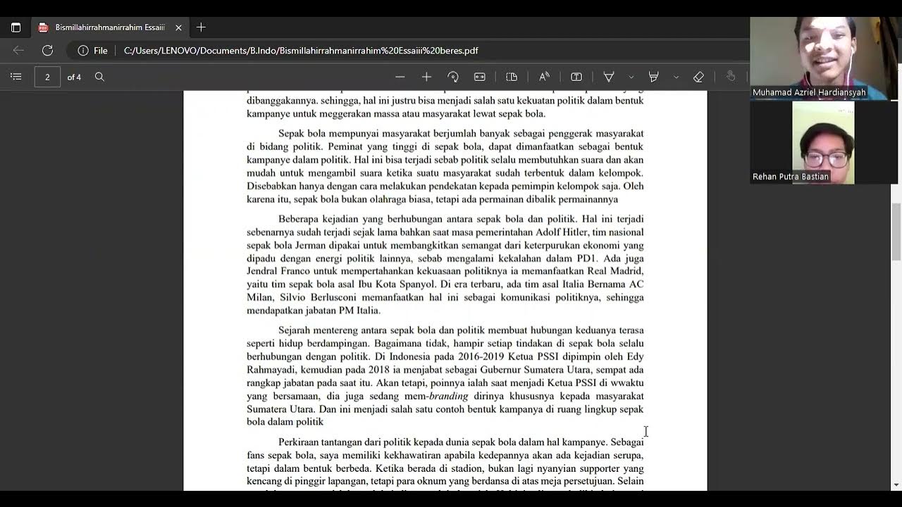 Tugas Pemaparan Kerangka Essai dan Isi Essay oleh Muhamad Azriel H - YouTube