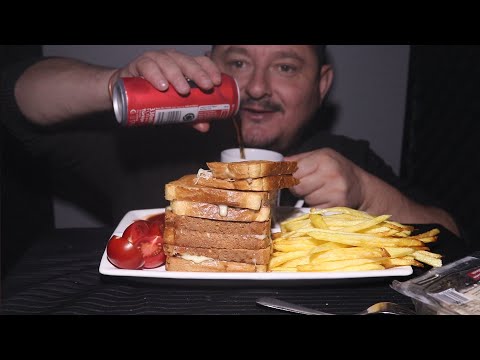 ||ASMR MUKBANG|| Karışık, Burgerli ve Kaşarlı Tost ve Kızarmış Patates #neromasmr