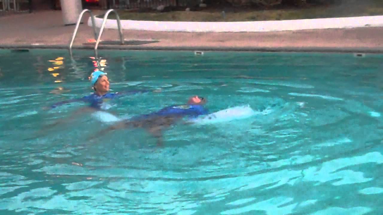 Jaime Swims Across on Back; Adult Swimming Lessons - YouTube