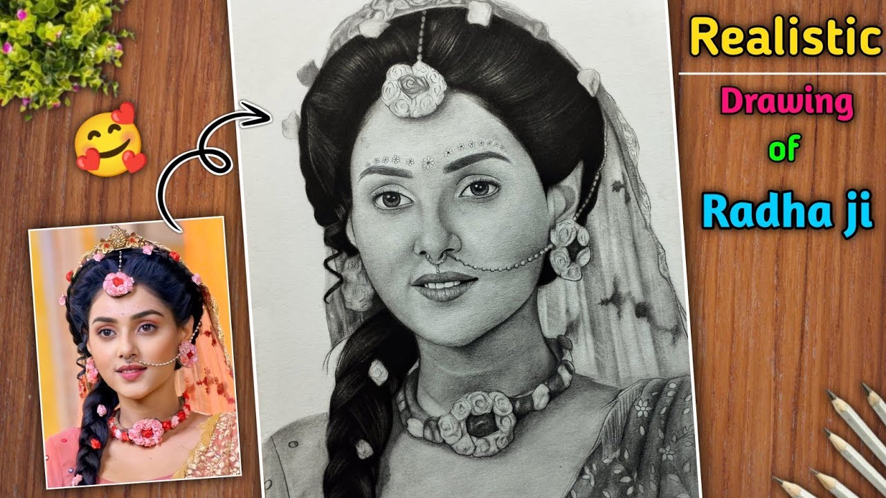 Drawing of Mallika singh as Radha / Realistic Radha Drawing with pencil ...