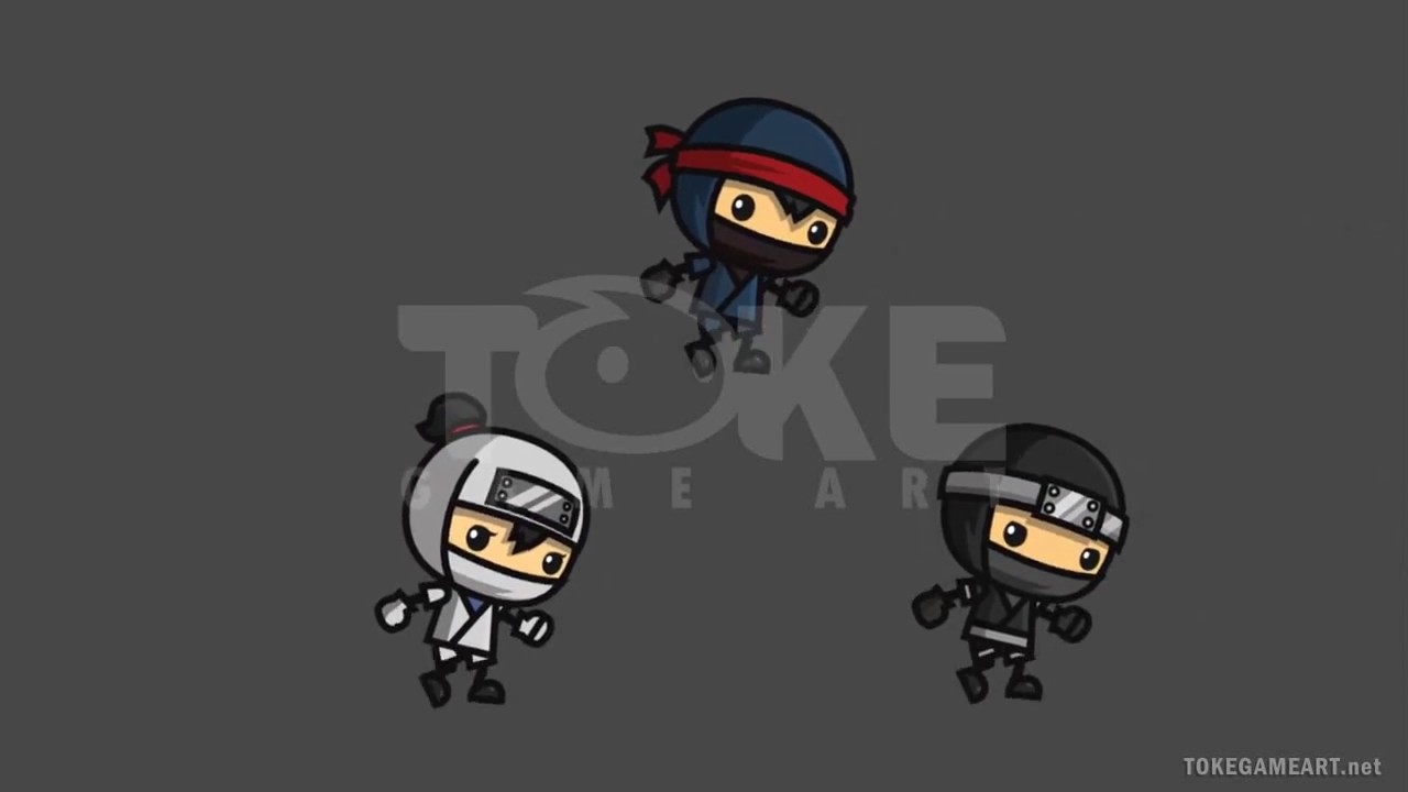 Mini Ninja - 3 Packs of 2D Ninja Character Sprite for Game - YouTube