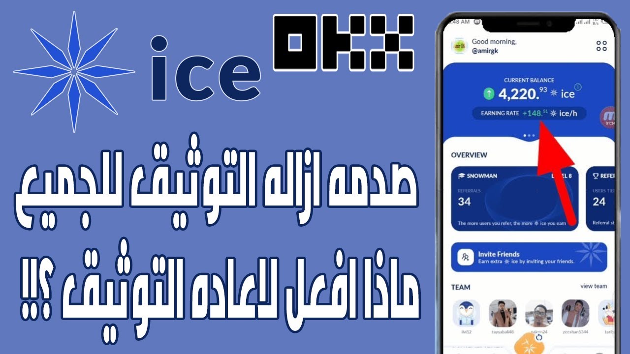سبب ازاله التوثيق فى عمله الثلج Ice Network وكيفيه اعادتها ومصدر اسئله ...