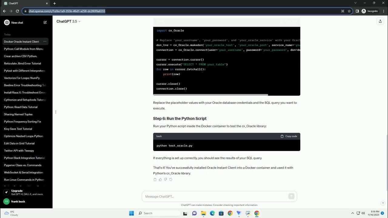 Install Oracle Instant Client Into Docker Container For Python Cx