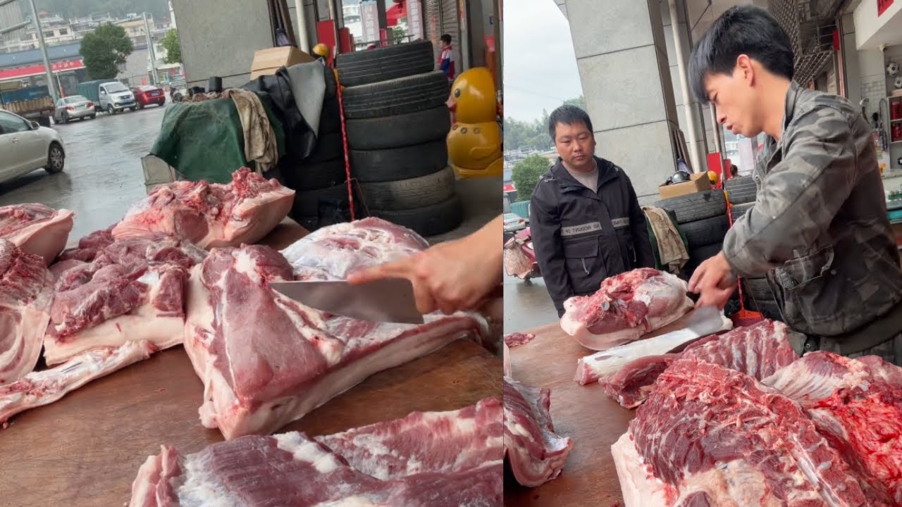 Cut pork and sell pork November 15 - YouTube