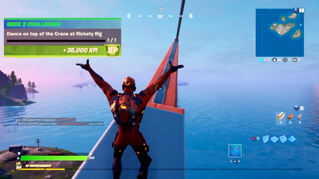 Dance On Top Of The Crane At Rickety Rig - Week 3 Challenges | Fortnite ...