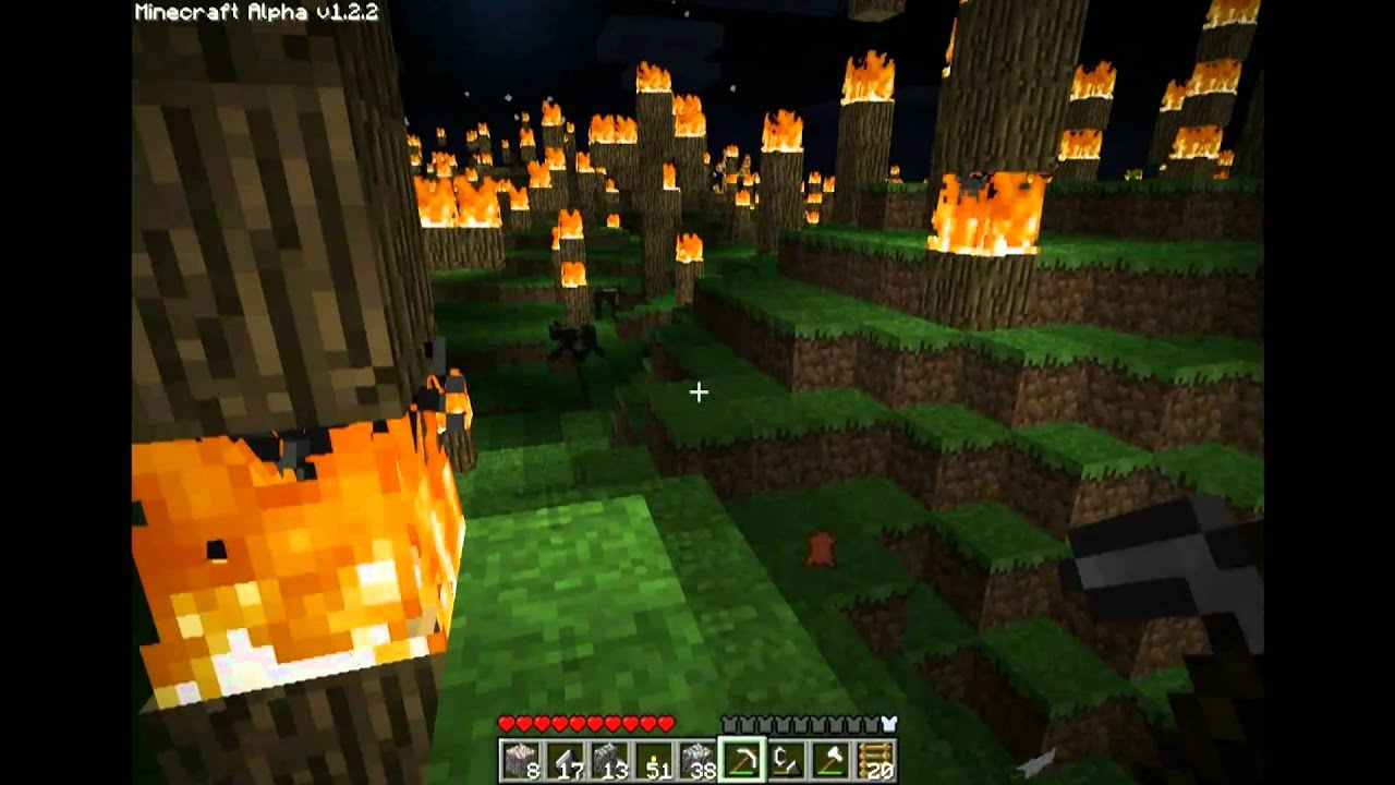 Minecraft alpha: biggest forest fire - YouTube