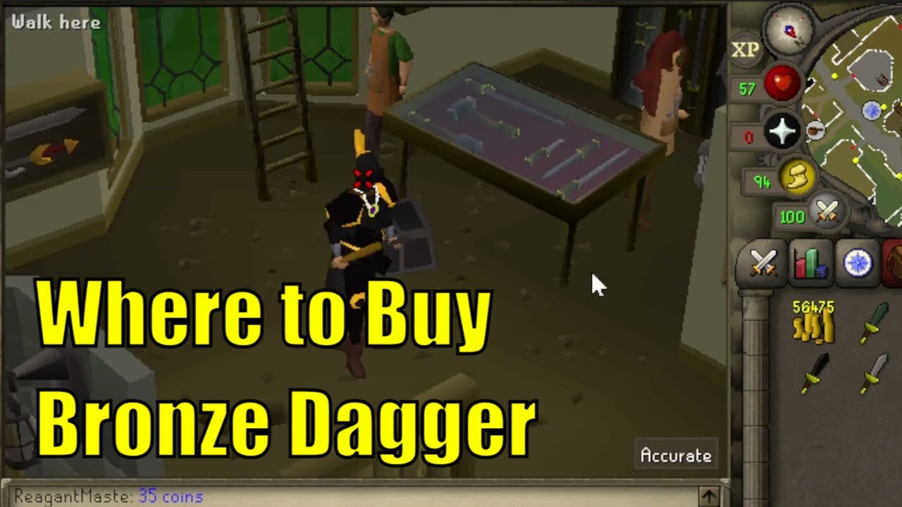 Where to buy a Bronze Dagger in OSRS Shop Location - YouTube