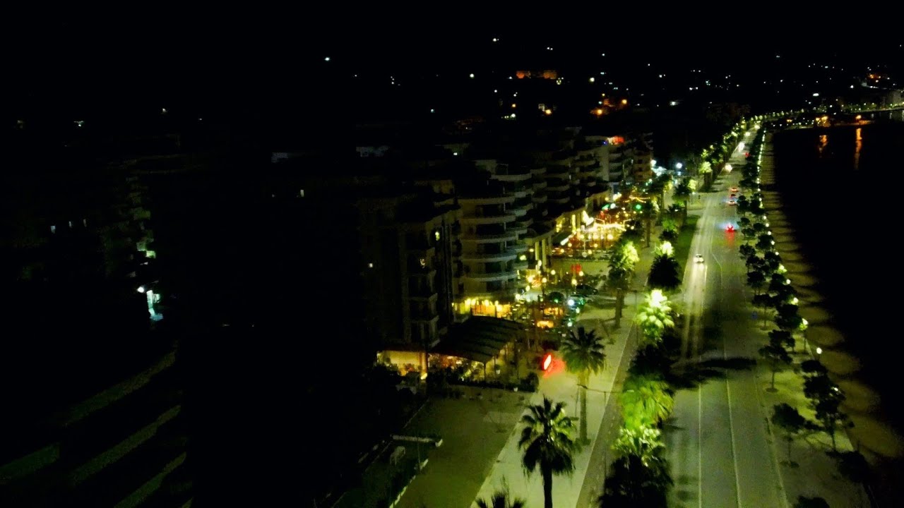 Lungomare Vlore night flight - vlora naten me drone - YouTube