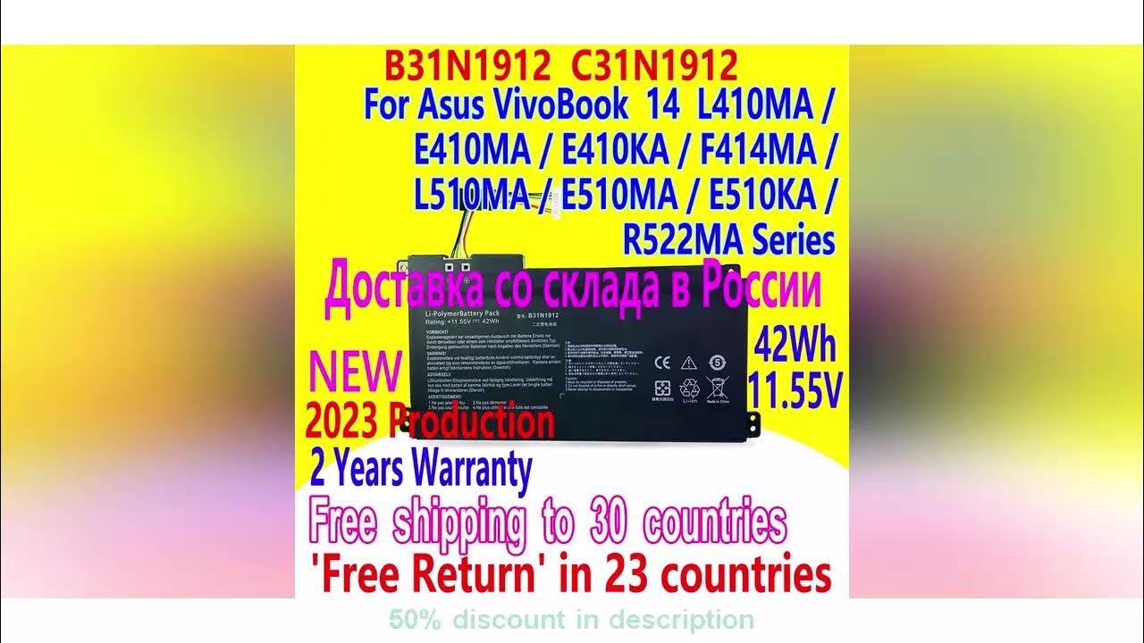 #New C31N1912 B31N1912 Battery For ASUS VivoBook 14 E410MA L410MA E410KA E510MA E510KA F414MA ...