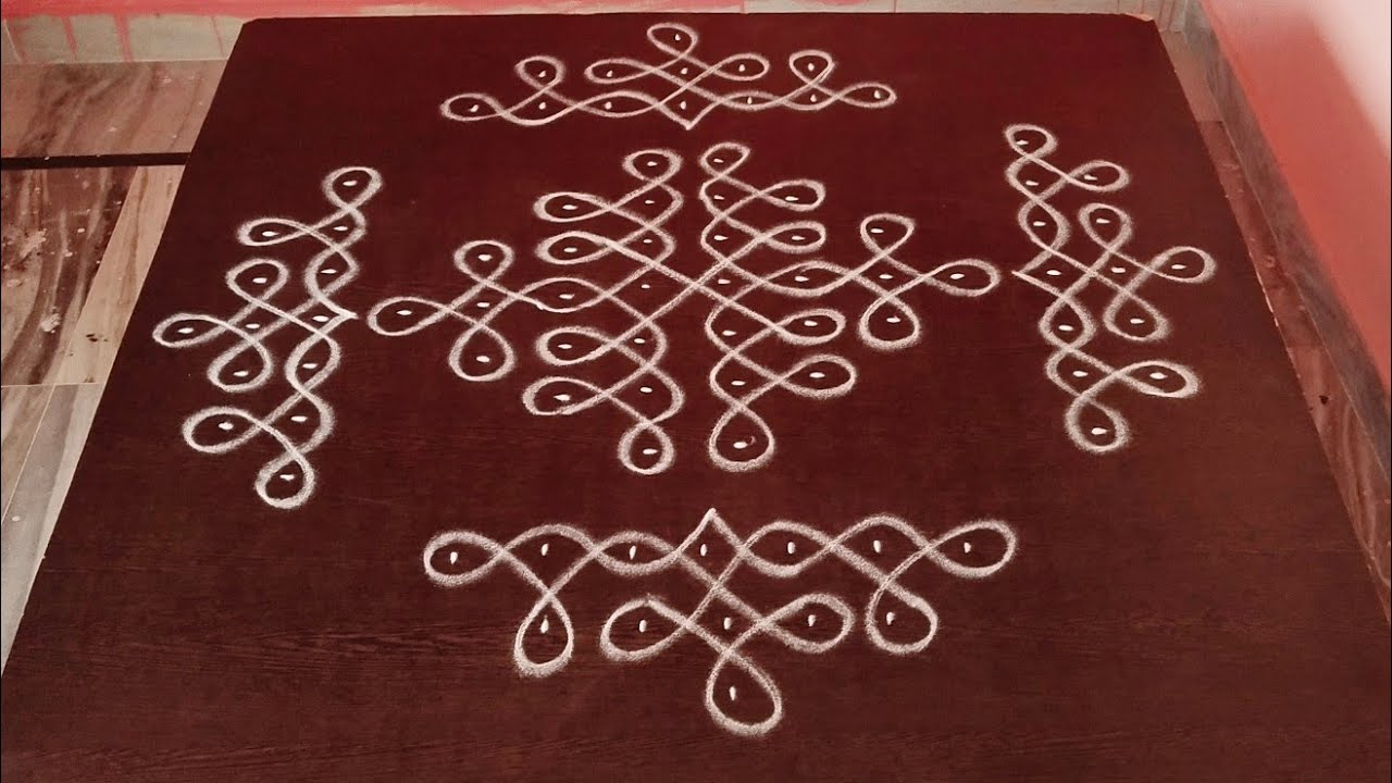 7(2)-1 dots Easy Sikku Kolam with Side Kolam || 7 Dots Melikala Muggulu ...