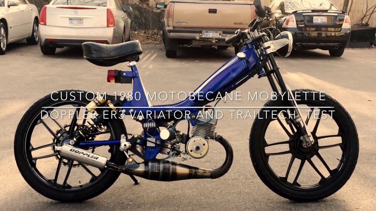 Custom Motobecane Mobylette Variator and Trailtech test - YouTube