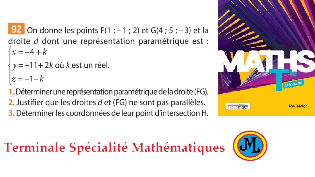 Equation paramétrique de droite dans l'espace. Ex 92 p 296 du Sésamath ...