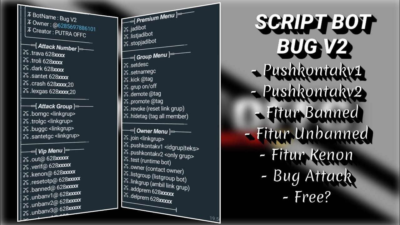 SHARE SC BUG V2 || BANNED || KENON || PUSHKONTAK V1 & V2 || BUG ATTACK ...
