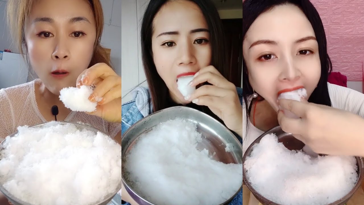 【ASMR】HANDFUL SOFT ICE EATING ️ FLUFFY & POWDERY WHITE ICE ASMR【咀嚼音】氷を ...