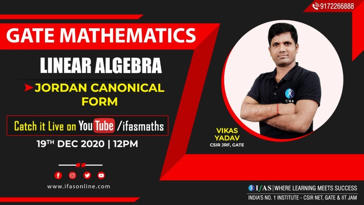 GATE MATHEMATICS | LINEAR ALGEBRA | Lecture 06 : JORDAN CANONICAL FORM ...