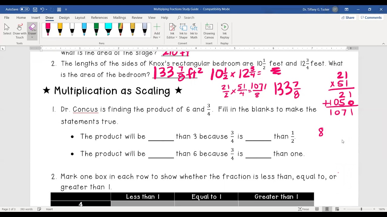 Multiplying Fractions Study Guide Review (Part 2) - YouTube