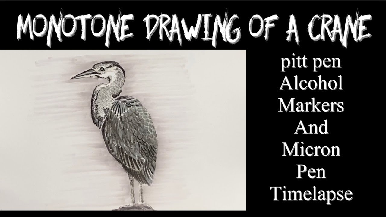 Monotone drawing of a crane - YouTube
