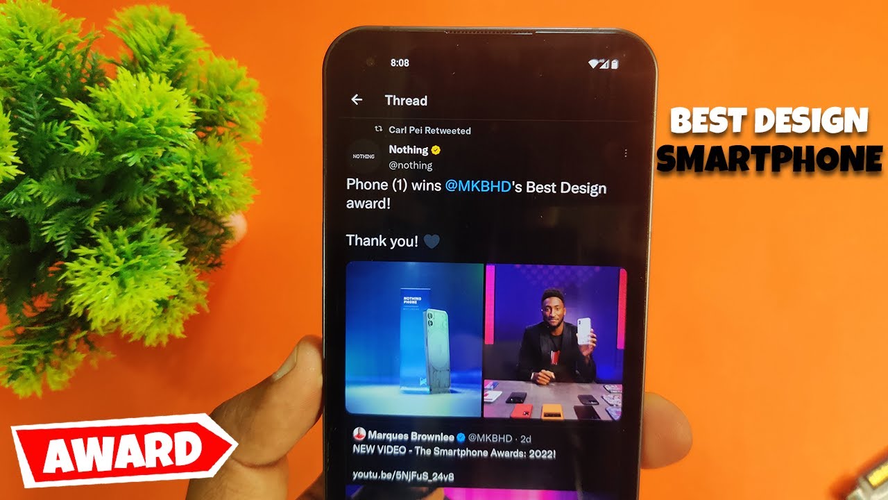 Nothing Phone (1) gets Best Design Smartphone Award in 2022 - YouTube