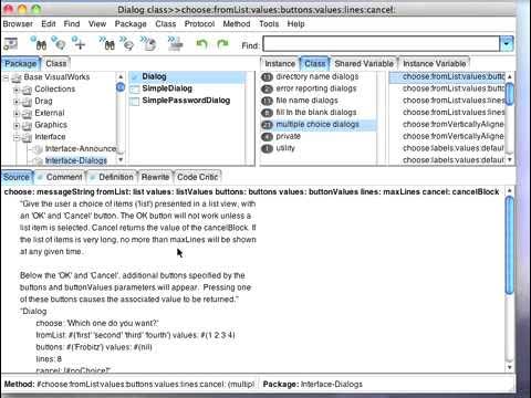 Tutorial: VisualWorks Core Libraries - Convenient Dialog Methods - YouTube