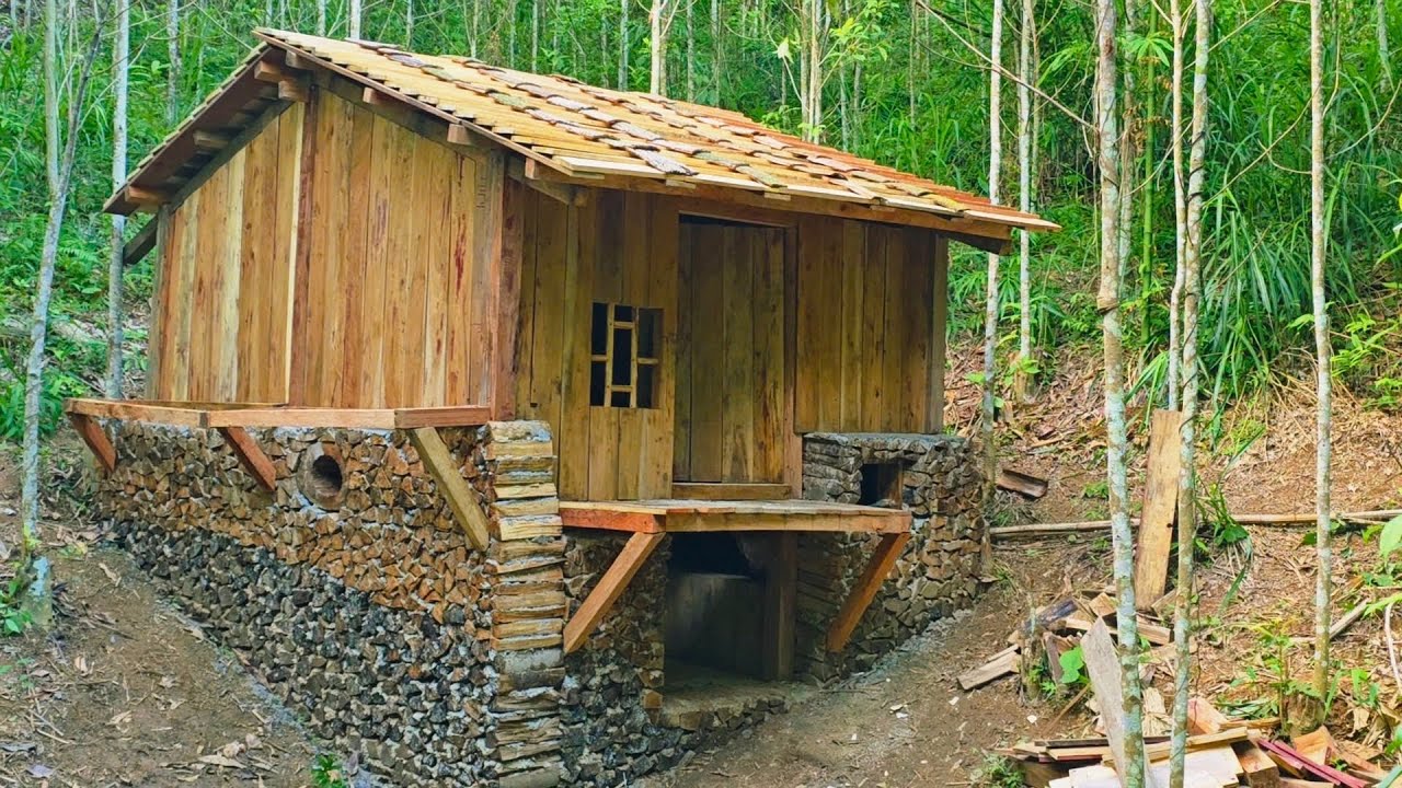 300 Days Building My Dream Cabin, From Start To Finish. Step By Step In One Video.Alone Build ...