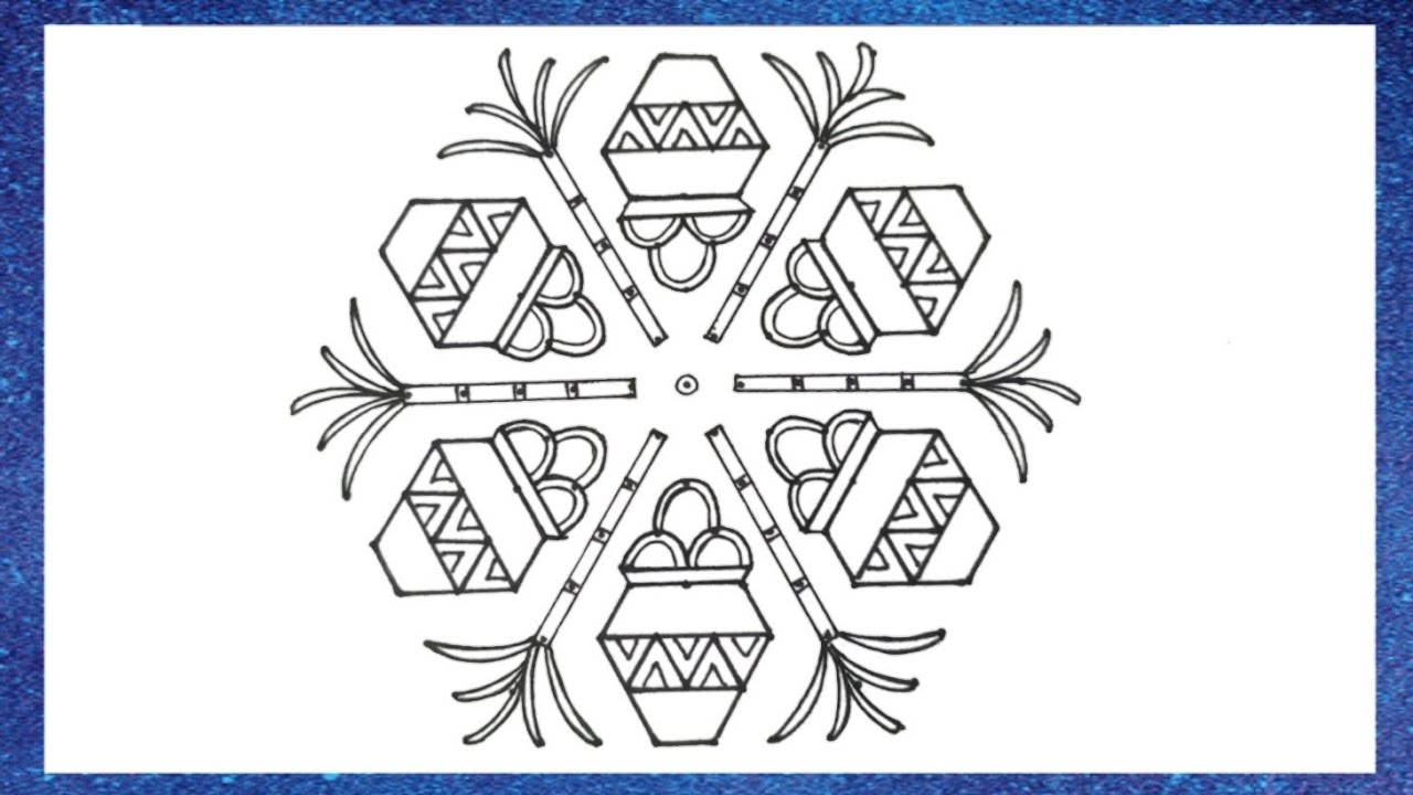 Pongal paanai design / pongal kolam with dots - YouTube