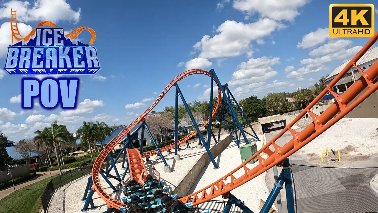 Ice Breaker POV (Back Row, 4K 60FPS), SeaWorld Orlando Premier Rides ...