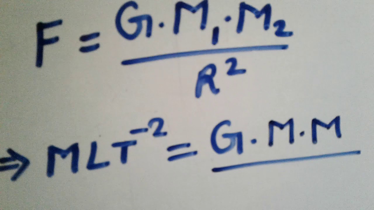 Dimensional Formula Of Gravitational Constant YouTube