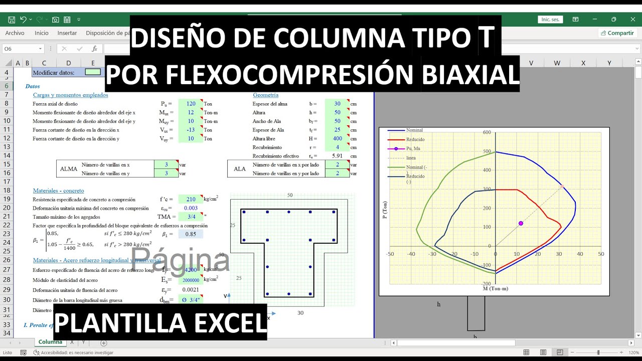 DISEÑO DE COLUMNA TIPO T BIAXIAL- DIAGRAMA DE INTERACCIÓN (plantilla ...