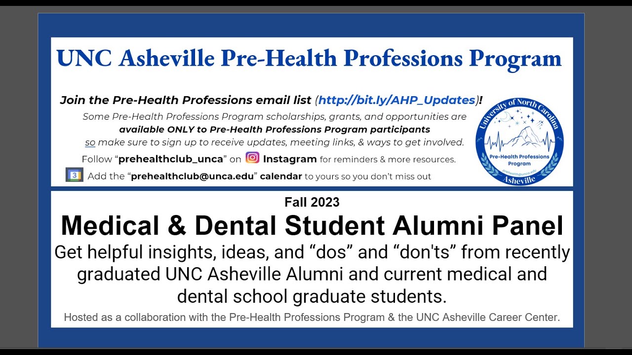 2023 Fall - UNCA Alumni Panel w/ Medical and Dental Graduate Students ...
