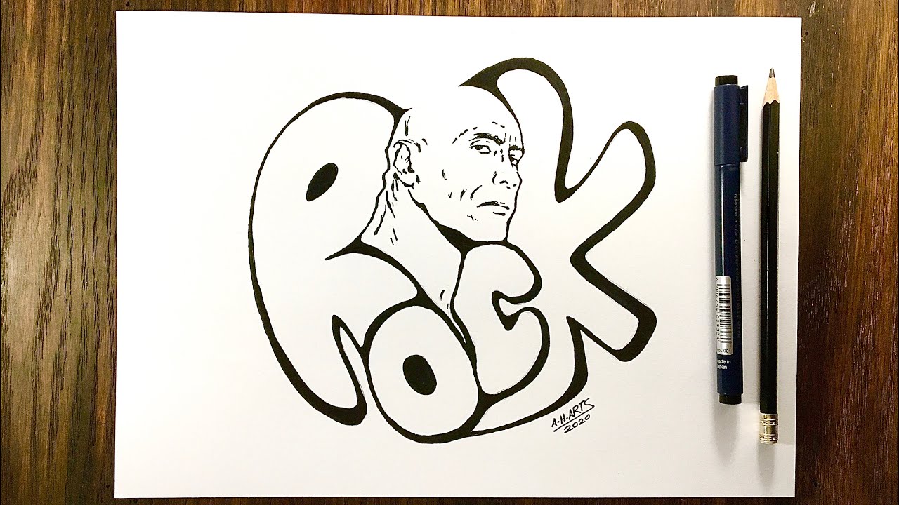 How to draw and turn words into portrait - ROCK - YouTube