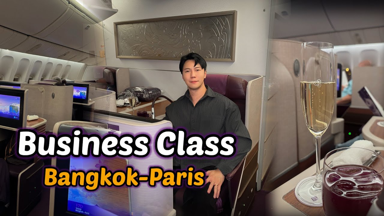 รีวิว Business Class Bangkok-Paris TG930 Thai Airways - YouTube