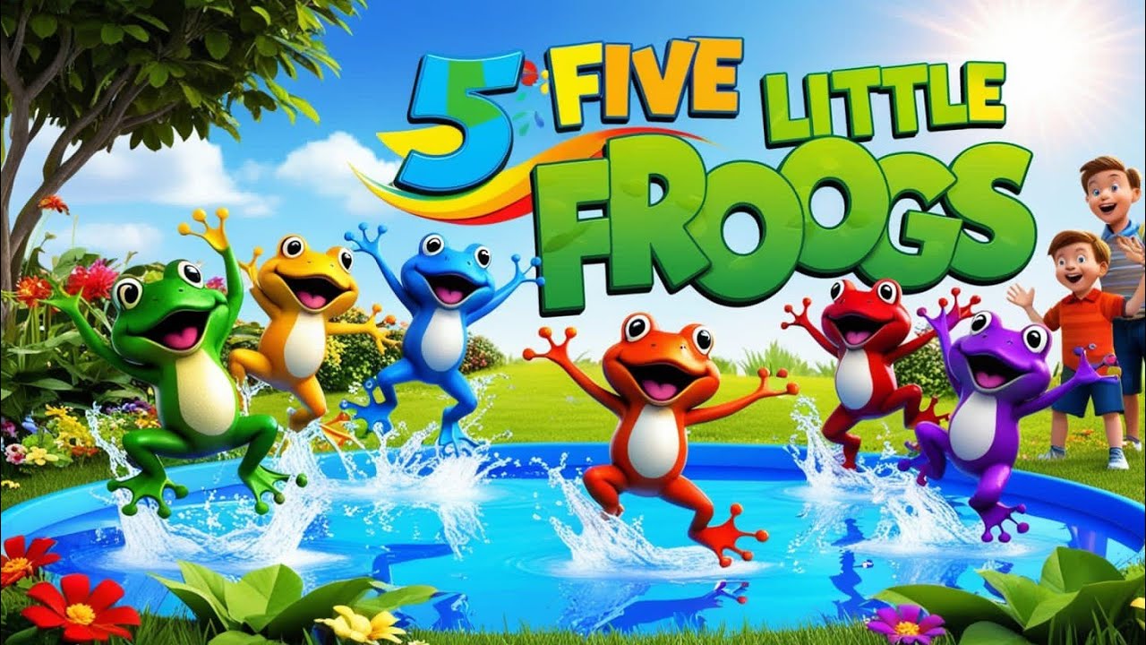"🎶 Five Silly Frogs Jumping in the Pool | Fun Nursery Rhyme for Kids! 🌊 ...