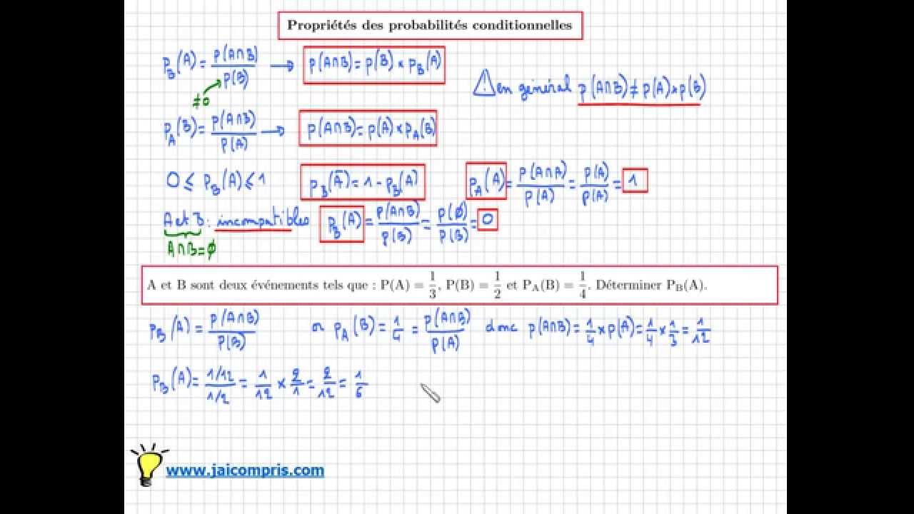 probabilités conditionnelles - propriétés - cours très important - YouTube