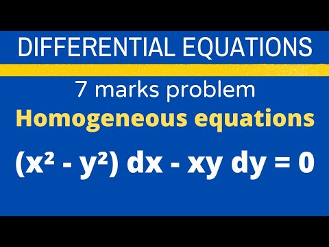 (x² - y²) dx - xy dy = 0 | Homogeneous | 7 marks problem @EAG - YouTube