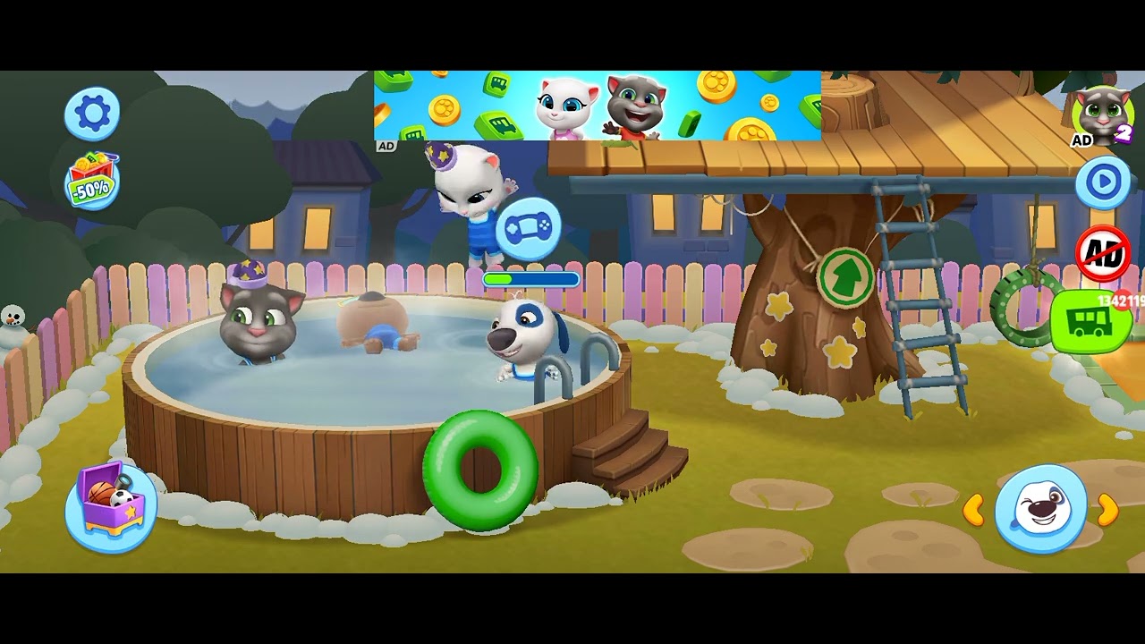 my talking angela freinds swimming| tom angela bunny#mytakingangela # ...