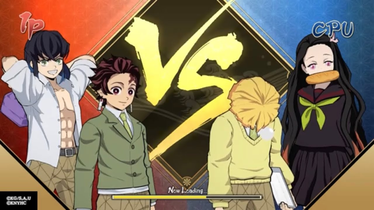 Academy Tanjiro & Inosuke vs Zenitsu & Nezuko_Demon Slayer-Kimetsu no ...