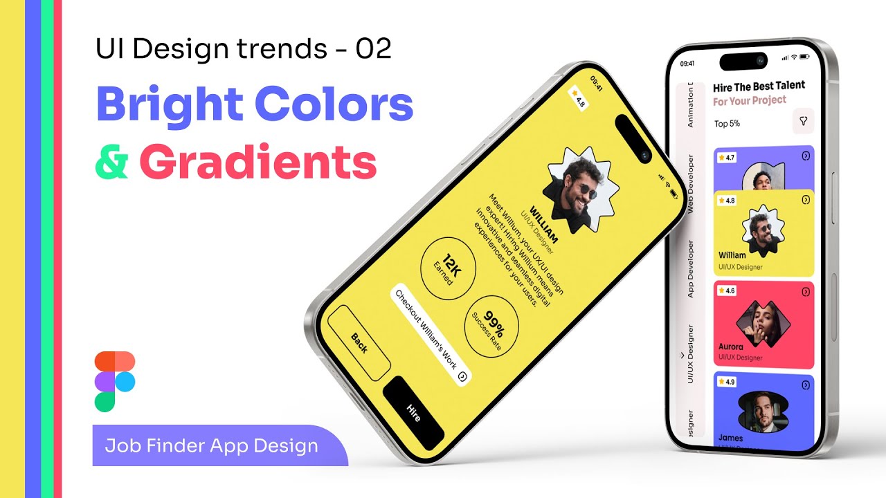 UI Design Trends - 2 | Bright Colors & Gradients | Job Finder App ...