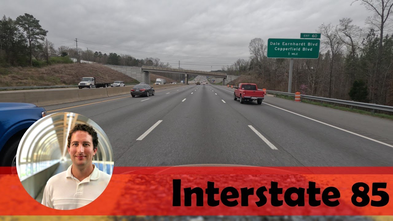 Driving I-85 South in North Carolina from Lexington to Concord | Exit ...