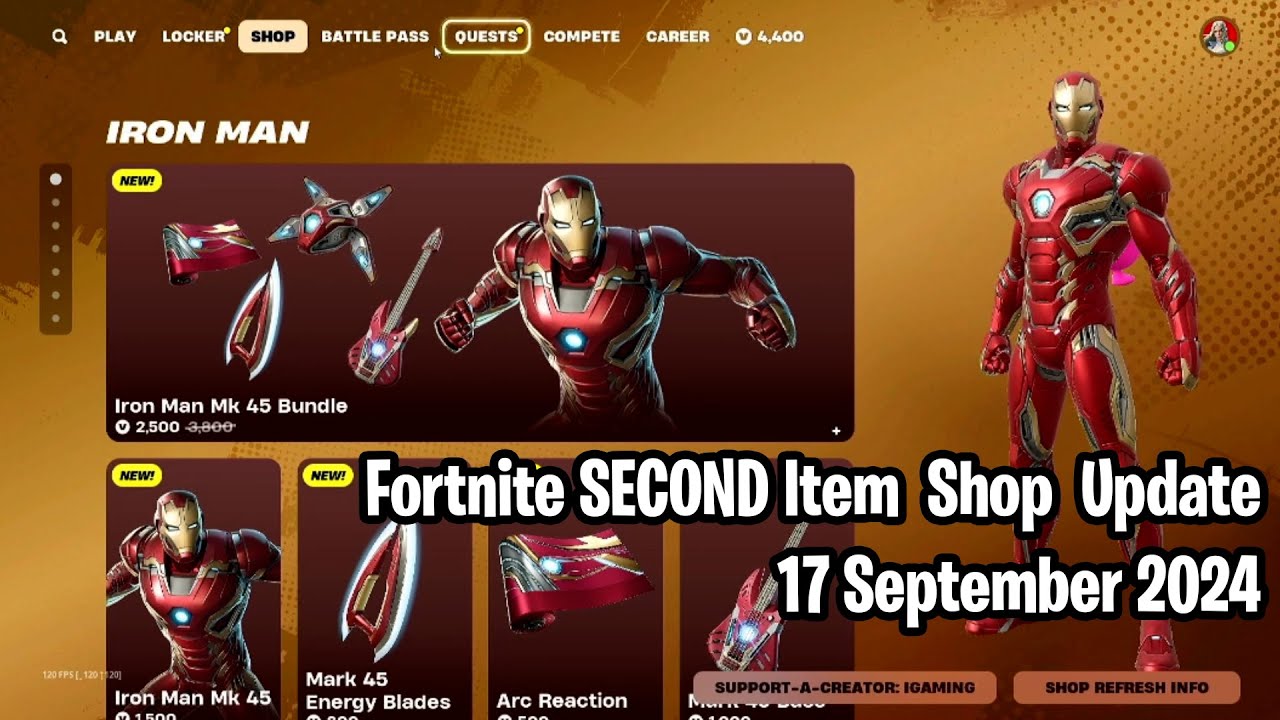 🔥Fortnite Item Shop Update (Second Shop) September 17, 2024! Iron Man ...