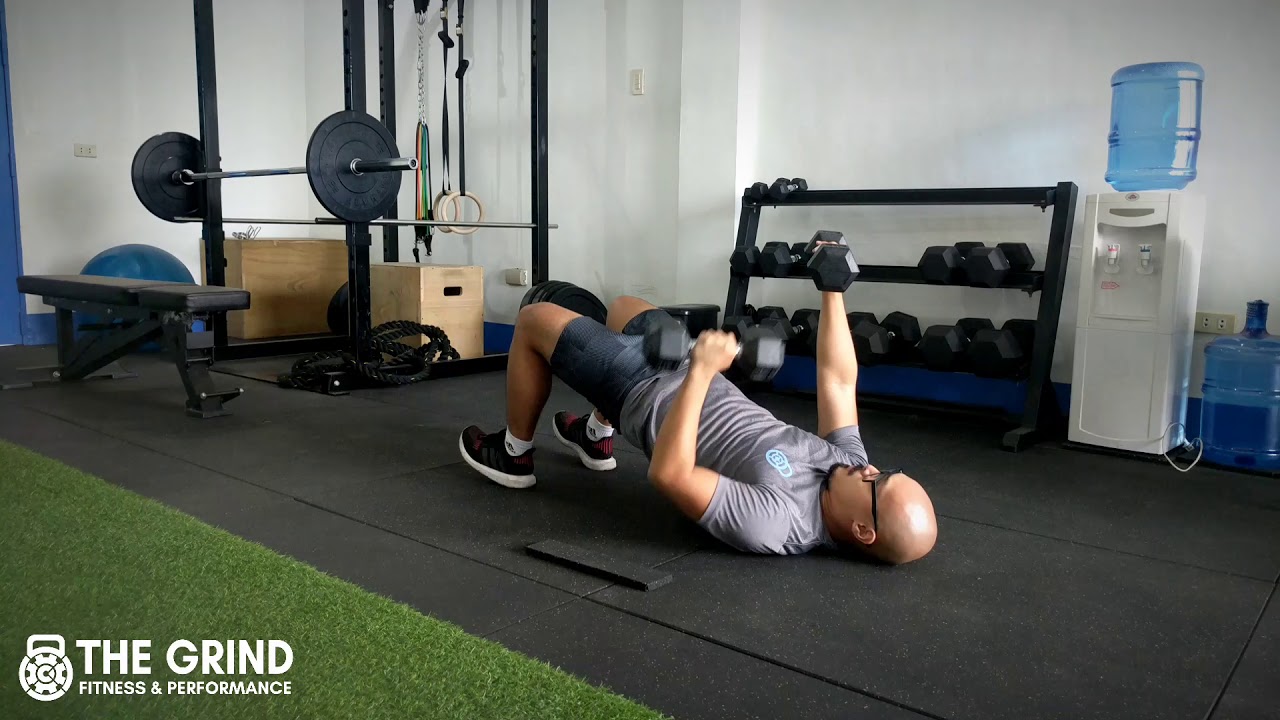 Glute Bridge + Floor Press DB Alt - YouTube