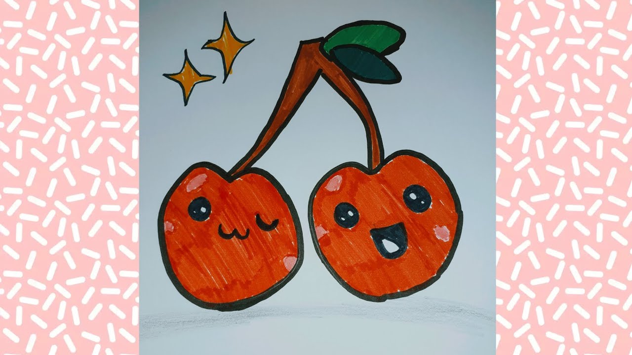 how to draw a cute cherries🍒 #drawing - YouTube