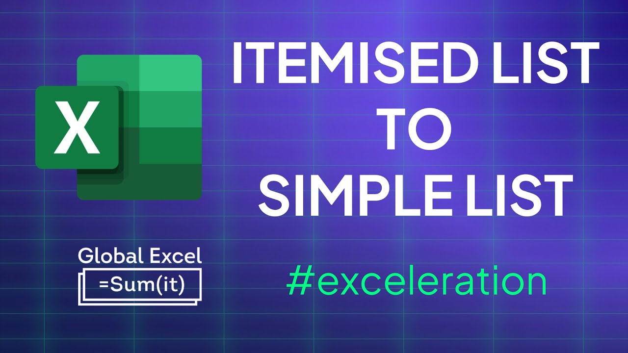 Convert an itemised list to a simple list in Excel - YouTube