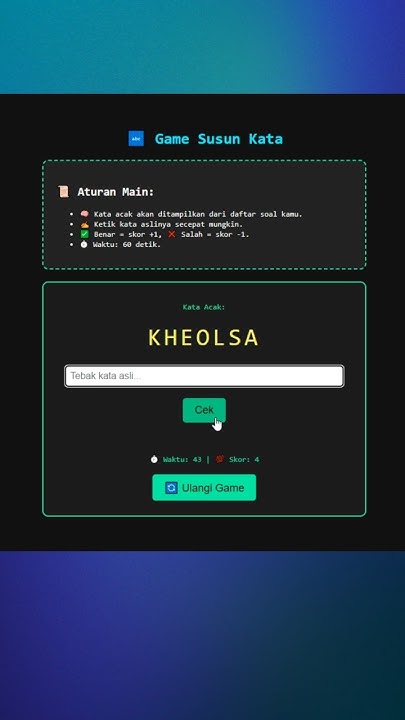Kode Game Susun Kata html css js - YouTube