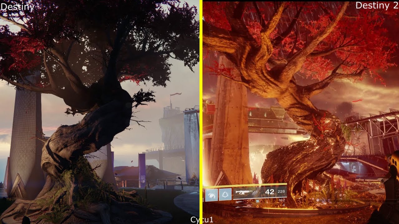 Destiny vs Destiny 2 The Tower PS4 Pro Graphics Comparison - YouTube