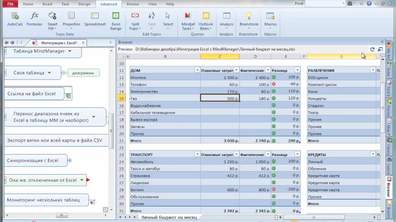 Интеграция Excel с MindManager - YouTube