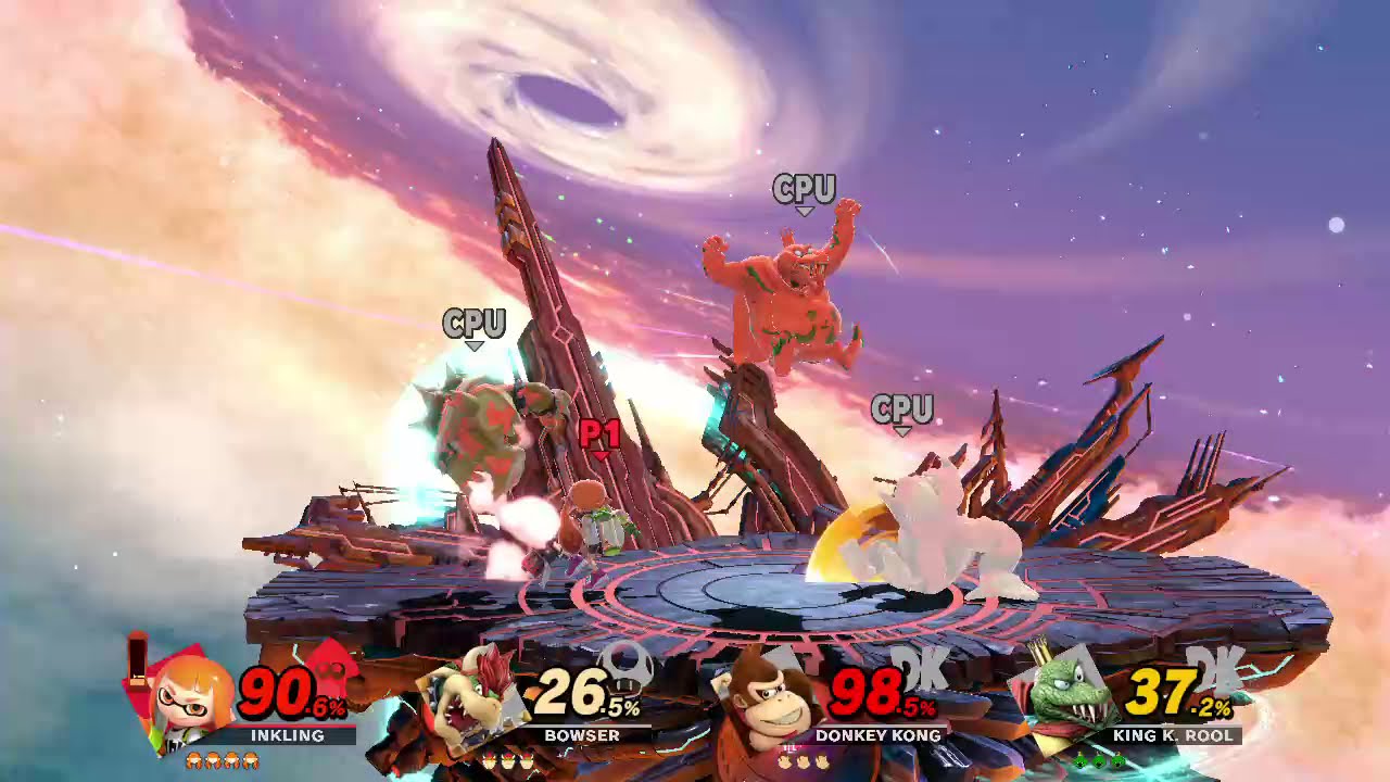 Super Smash Bros. Ultimate (Inkling Girl Vs. Bowser Vs. Donkey Kong Vs ...