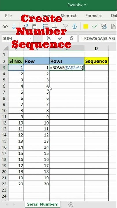 Top Excel Shortcut |Excel Trick Row & Rows for Dynamic Number Sequence #shorts #viral #rows # ...