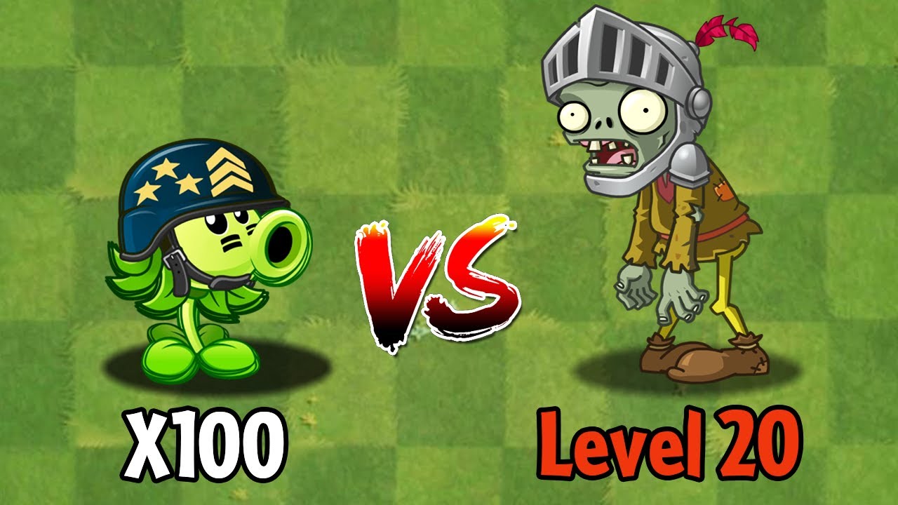 PVZ 2 Challenge - 100 Plants Vs Big Knight Zombie Level 20 Custom Size ...