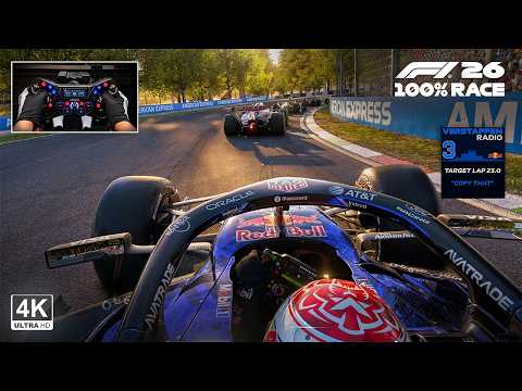 Max Verstappen's Red bull RB22 - 2026 Italian GP Monza 100% Race | F1 26 Steering Wheel Gameplay